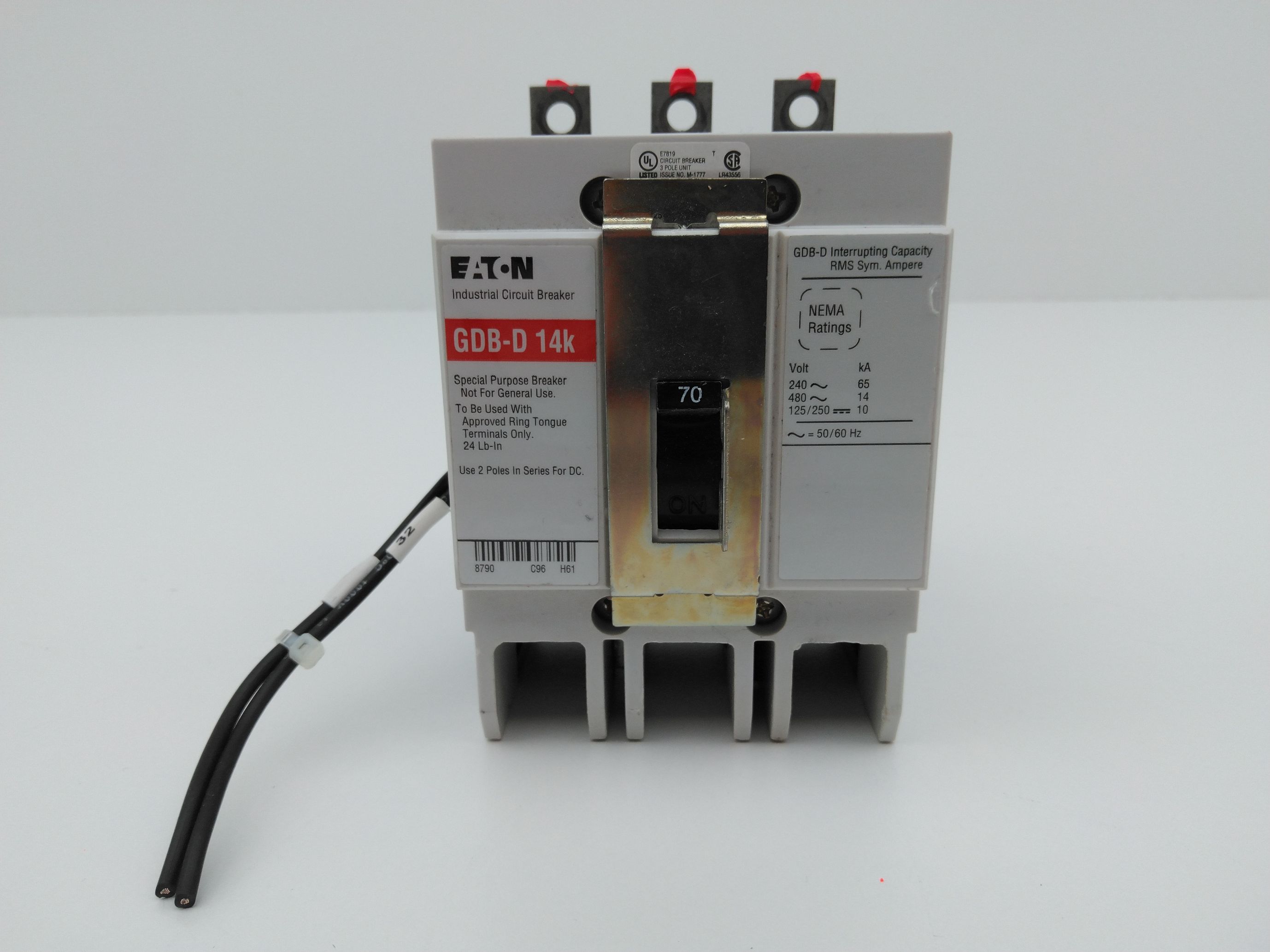 Eaton GDB3070DS101 70A 3P Shunt Trip Circuit Breaker – Surplus ...